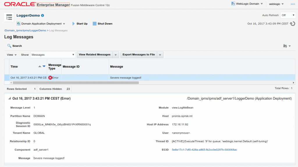 Location Of Log Records In Weblogic Enterprise Manager Em