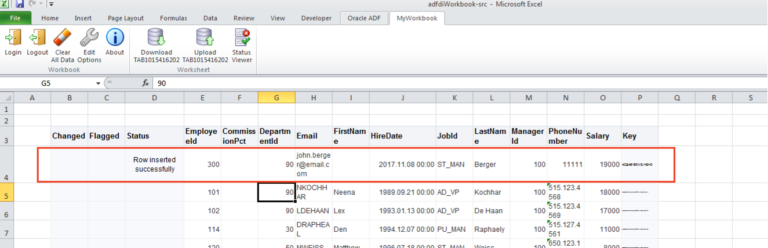 How To Insert New Record In Table Component Of Adf Desktop Integration Adfdi Excel Workbook