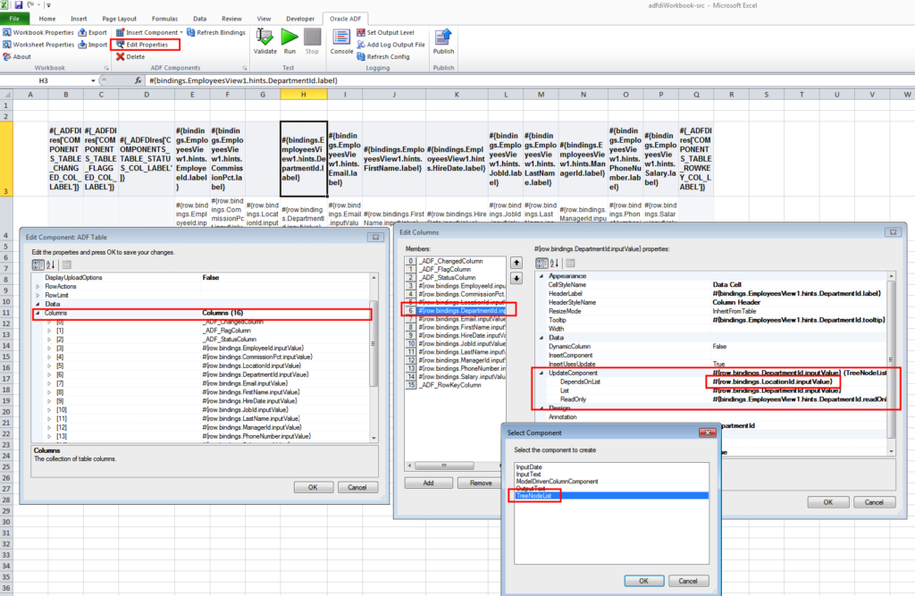 Depended List Of Values Lov In Adf Desktop Integration Adfdi Table Component Programmers