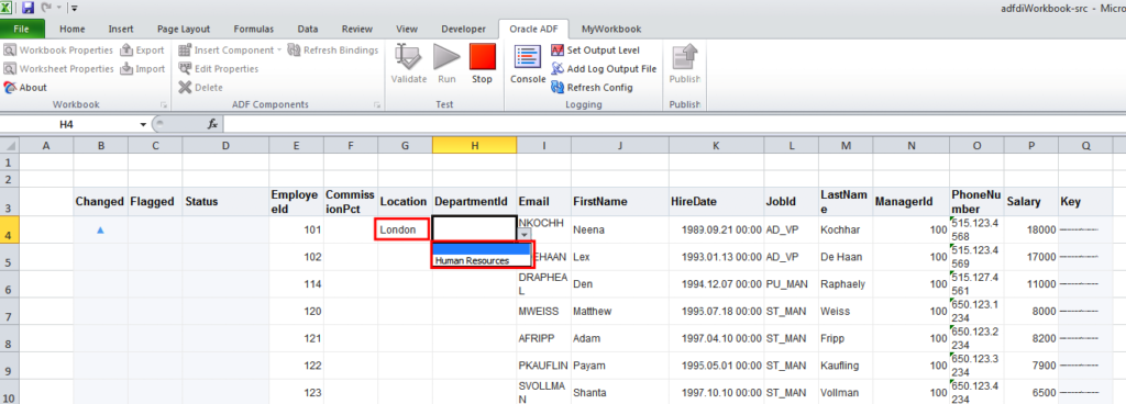 Depended List Of Values Lov In Adf Desktop Integration Adfdi Table Component Programmers